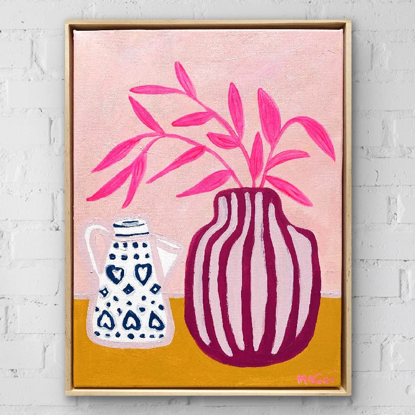 Coffee Pot With Pink Leaves – Maggi McDonald