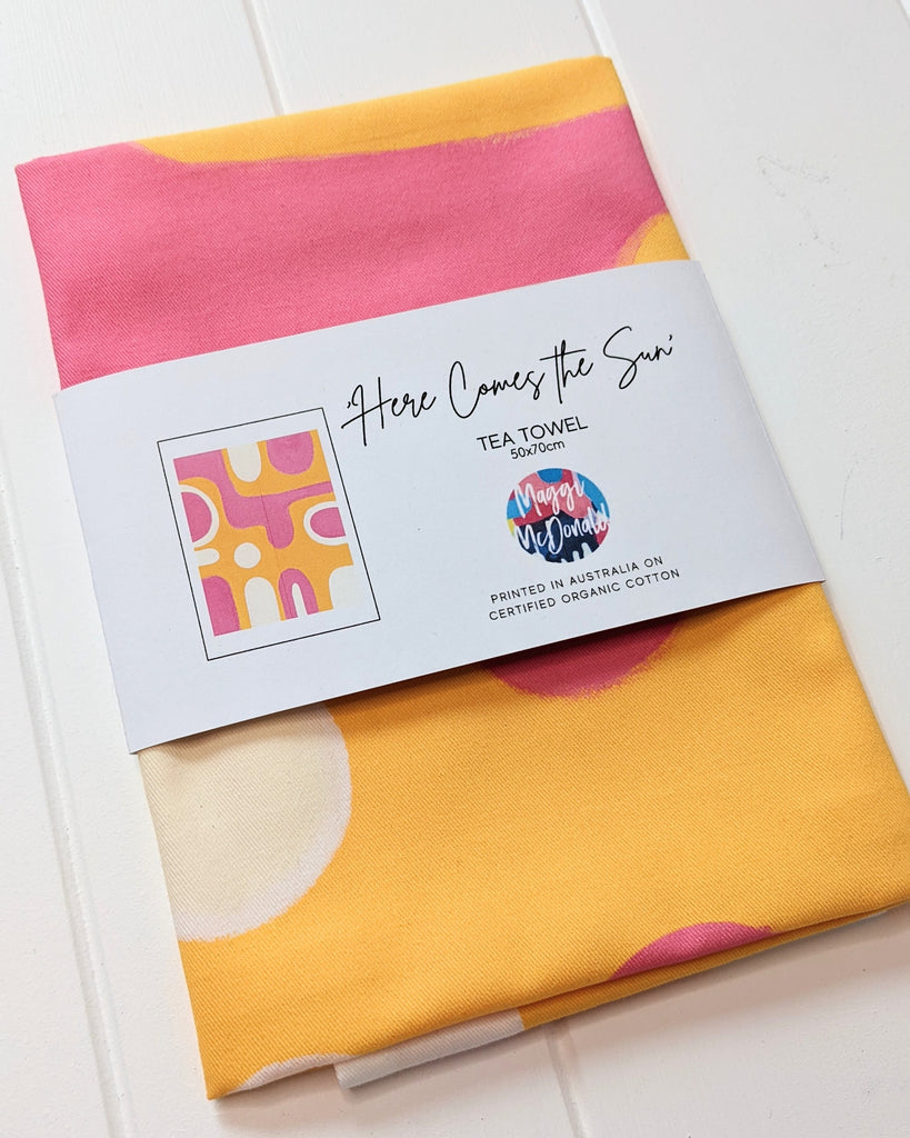 PRE ORDER | HERE COMES THE SUN ART TEA TOWEL – Maggi McDonald